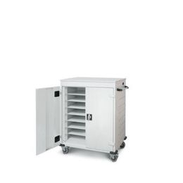 Laptopwagen mit Ladefunktion, 2-Punkt-Verriegelung, Feststellbremse, 16 F&auml;cher, B 920 x T 500 x H 1060, lichtgrau