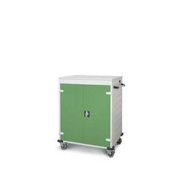 Laptopwagen mit Ladefunktion, 2-Punkt-Verriegelung, Feststellbremse, 16 F&auml;cher, B 920 x T 500 x H 1060, gr&uuml;n