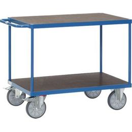 Tischwagen Fetra&reg;, 2 Etagen, Lenk- & Bockrollen, bis 600 kg, Ladefl&auml;chen Sperrholz mit L 850 x B 500 mm