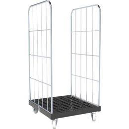 Sch&auml;fer Shop Sch&auml;fer Shop Select Rollbox BASICline, 2-seitig, bis 500 kg, Lenk- & Bockrollen, L 724 x B 815 x H 1530 mm, Stahl & Recyling-HDPE