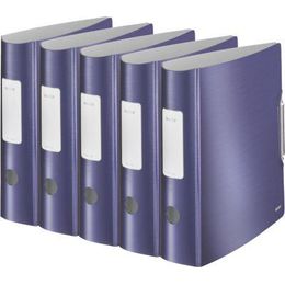 Leitz&reg; Ordner Active Style, DIN A4, R&uuml;ckenbreite 82 mm, 5 St&uuml;ck, titan blau