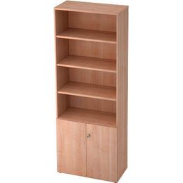 Regalschrank TOPAS LINE, 4 OH Regal/2 OH T&uuml;ren, Nussbaum/Nussbaum