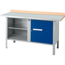 Sch&auml;fer Shop Kastenwerkbank Sch&auml;fer Shop Select PWi 150-1, Buche Multiplexplatte, mit Stahlabdeckung, bis 750 kg, B 1500 x T 700 x H 840 mm, Enzianblau
