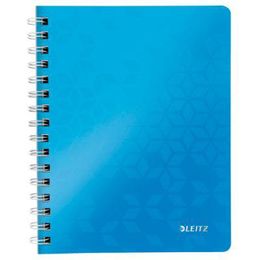 Collegeblock Leitz WOW, DIN A5, 80 linierte Blatt, Klarsicht-Tasche, FSC&reg;-zertifiziert, blau