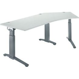Sch&auml;fer Shop Sch&auml;fer Shop Genius Schreibtisch ERGOSTYLE S, 135&deg;, C-Fu&szlig; Gestell, Ansatz rechts, manuell h&ouml;henverstellbar, melaminharzbeschichtet, B 2165 x T 800 x H 675-895 mm, lichtgrau/anthrazit