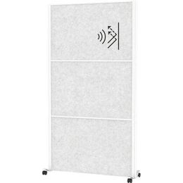 Maul Stellwandsystem Maulconnecto, Steckmodule, 3x Akustikvlies hell, Klettverbindung, auf Rollen, H 1800 x B 1000 mm, wei&szlig;