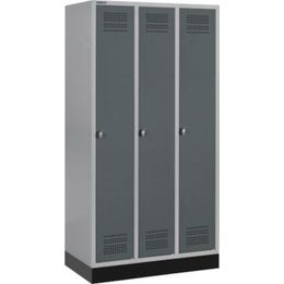 Sch&auml;fer Shop Sch&auml;fer Shop Genius Kleiderspind mit Sockel, 3 Abteile, Sicherheitsdrehriegelverschluss, hellsilber/anthrazit