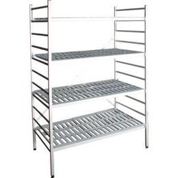 Aluminium-Steckregal, Grundfeld, mit 4 Kunststoff-Rost-Fachb&ouml;den, H 1950 x B 1000 x T 600 mm