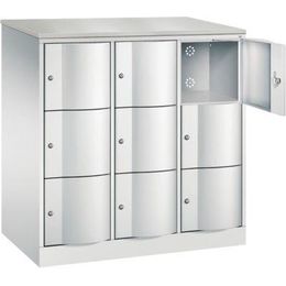 C+P Schlie&szlig;fachschrank Resisto, 3 Abteile, 9 F&auml;cher, B 1148 x T 640 x H 1255 mm, Lichtgrau