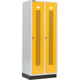 Sch&auml;fer Shop Sch&auml;fer Shop Select Kleiderspind, mit gelochten Streifen, 2 Abteile, 400 mm, mit Sockel, Drehriegelverschluss, T&uuml;r rapsgelb