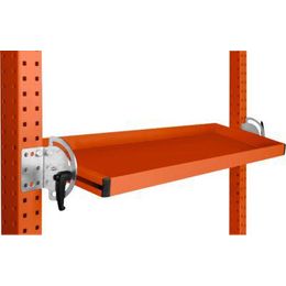 Manuflex Neigbare Ablagekonsole, f&uuml;r Reihe Universal oder Profi, Nutztiefe 195 mm, f&uuml;r Tischbreite 2500 mm, rotorange