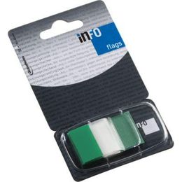 Haftnotizen INFO FLAGS, Z-Faltung, beschreibbar, selbstklebend, abl&ouml;sbar, l&ouml;sungsmittelfrei, 50 Blatt mit Spender, B 43 x H 25 mm, gr&uuml;n-transparent