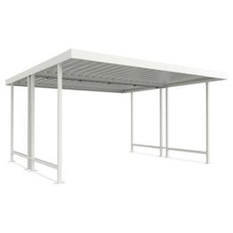 &Uuml;berdachungssystem Modell Leipzig, doppelseitig, Grundeinheit, B 4300 mm, grauwei&szlig;