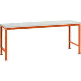 Manuflex Grundtisch UNIVERSAL Spezial, 2000 x 1000 mm, Kunststoff lichtgrau, rotorange