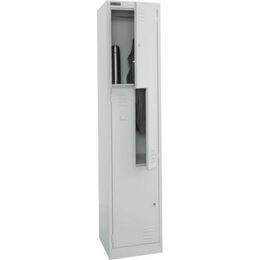 Sch&auml;fer Shop Sch&auml;fer Shop Select Kleiderspind, 2 Abteile mit Hutboden & Kleiderstange sowie 2 F&auml;cher, Z-T&uuml;ren, Zylinderschloss, mit Sockel, B 400 x T 450 x H 1850 mm, Stahl pulverbeschichtet, lichtgrau/lichtgrau