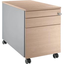 Sch&auml;fer Shop Sch&auml;fer Shop Select Rollcontainer 126, mit Griffnut, B 435 x T 765 x H 577 mm, wei&szlig;alu/Eiche-Dekor
