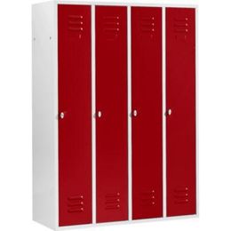 Sch&auml;fer Shop Sch&auml;fer Shop Select Kleiderspind mit 4 Abteilen, Drehriegelverschluss, lichtgrau/rot