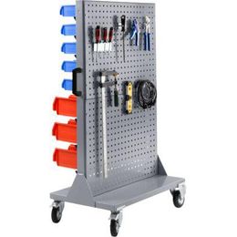 Sch&auml;fer Shop Mobiles Kleinteilemagazin Sch&auml;fer Shop Select, 1-seitig best&uuml;ckbar, mit Lochplattenwand, ohne Sichtlagerk&auml;sten, B 900 x T 655 x H 1540 mm, Stahl, grau