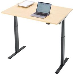 Schreibtisch, elektrisch h&ouml;henverstellbar, Rechteck, T-Fu&szlig;, B 1200 x T 800 x H 720-1200 mm, Ahorn-Dekor/schwarz