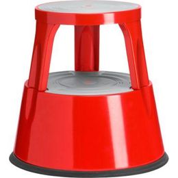 Fahrbarer Rolltritthocker, rutschfester Gummibelag, H 410 x &oslash; 433/283 mm, bis 150 kg, rot