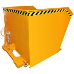 Bauer Kippbeh&auml;lter GU-E 2000, mit Siebblech & Ablasshahn, &ouml;l-/wasserdicht, staplertauglich, B 1680 x T 1640 x H 1090 mm, gelborange RAL 2000