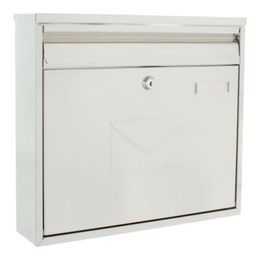 Rottner Briefkasten Teramo, Wandmontage, beidseitiger Einwurf, Namensschlid, Zylinderschloss, inkl. 2 Schl&uuml;ssel, Edelstahl, B 360 x T 80 x H 320 mm