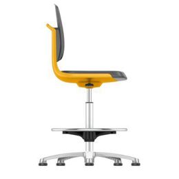 bimos Arbeitsdrehstuhl Labsit hoch, Kunstleder, Gleiter, B 450 x T 420 x H 520 - 770 mm, orange