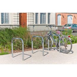 Mottez Anlehnb&uuml;gel, 2-seitig, B 750 x T 50 x H 1000 mm, gummierte B&uuml;gel, galvanisch verzinkt, zum Einbetonieren