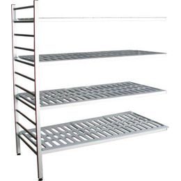 Aluminium-Steckregal, Anbaufeld, mit 4 Kunststoff-Rost-Fachb&ouml;den, H 1800 x B 1200 x T 500 mm