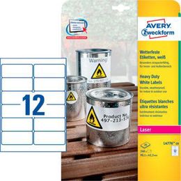 Avery Zweckform Wetterfeste Folien-Etiketten L4776-20, 99,1 x 42,3 mm, permanent, wei&szlig;