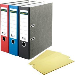 Sch&auml;fer Shop Sch&auml;fer Shop Select Ordner, A4, R&uuml;ckenbreite 80 mm, Qualit&auml;ts-Hebelmechanik, Griffloch, 20 St&uuml;ck, schwarz + gratis Trennstreifen, gelb, 100 St&uuml;ck