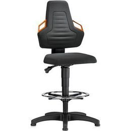 bimos Arbeitsdrehstuhl, Gleiter + Fu&szlig;ring, Supertec schwarz, Griffe orange