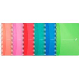 Spiralbuch OXFORD Office MyColours DIN A5, Doppelbindung, 90 Blatt kariert, wei&szlig;, SCRIBZEE&reg;-kompatibel, EU ECO Label, farbsortierte Deckel, 5 St&uuml;ck