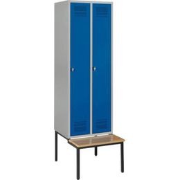 Sch&auml;fer Shop Sch&auml;fer Shop Genius Kleiderspind mit Sitzbank, 2 Abteile, Sicherheitsdrehriegelverschluss, wei&szlig;aluminium/enzianblau