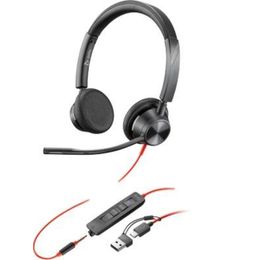 Poly Blackwire 3325 USB-C Stereo-Headset, zertifiziert f&uuml;r Microsoft Teams, + 3,5-mm-Stecker + USB-A/C-Adapter