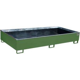 Bauer Regalwanne RW 2700-3 PE, mit PE-Einsatz, L 2665 x B 1315 x H 440 mm, resedagr&uuml;n RAL 6011