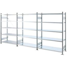Sch&auml;fer Shop SSI Sch&auml;fer Steckboden-Fachregal VSR3000, Grund- und Anbauregalset, 5 B&ouml;den, Feldlast 750 kg, B 1282 x T 500 x H 1910 mm, Stahl verzinkt