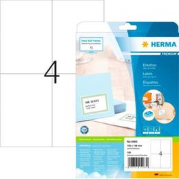 Herma Premium-Adressetiketten Nr. 5063, 105 x 148 mm, selbstklebend, permanenthaftend, bedruckbar, Papier, wei&szlig;, 100 St&uuml;ck auf 25 Blatt