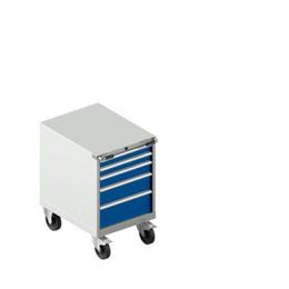 Sch&auml;fer Shop Sch&auml;fer Shop Select Schubladenschrank mit Rollen WSK 36-27, 5 Sch&uuml;be, bis 75 kg, B 717 x T 572 x H 920 mm, lichtgrau/enzianblau