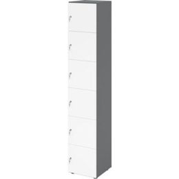 Schlie&szlig;fachschrank Topas Line, 6 Ordnerh&ouml;hen, 6 F&auml;cher, Zylinderschloss, B 400 x T 420 x H 2156 mm, graphit/wei&szlig;