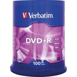 Verbatim&reg; DVD+R, bis 16fach, 4,7 GB/120 min, 100er-Spindel