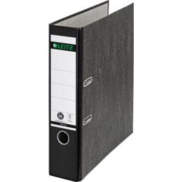 Leitz&reg; Ordner 1080, DIN A4, R&uuml;ckenbreite 80 mm, Griffloch, geklebtes R&uuml;ckenschild, Hartpappe, 1 St&uuml;ck, schwarz