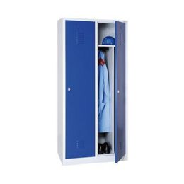 Kleiderspind, 2 T&uuml;ren, B 800 x H 1800 mm, Drehriegelverschluss, lichtgrau/enzianblau