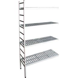 Aluminium-Steckregal, Anbaufeld, mit 4 Kunststoff-Rost-Fachb&ouml;den, H 1950 x B 800 x T 400 mm