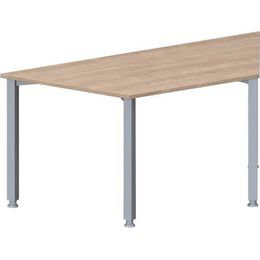 Sch&auml;fer Shop Sch&auml;fer Shop Genius Konferenztisch MODENA FLEX, Trapez, 4-Fu&szlig; Quadratrohr, B 1600 x T 800 x H 720-840 mm, Eiche Dekor/wei&szlig;aluminium RAL 9006