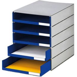 Styro&reg; Schubladenbox Styroval Pro, 5 Schubladen, offen, DIN C4, PolyStyrol, &ouml;ko-grau/blau
