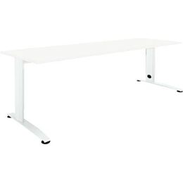 Schäfer Shop Schäfer Shop Select Schreibtisch LOGIN, manuell höheneinstellbar, C-Fuß, B 1600 x T 800 x H 660-820 mm, weiß/verkehrsweiß