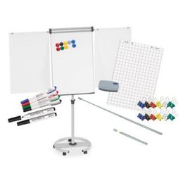 Flipchart Maulsolid, inkl. 50-tlg. Zubeh&ouml;r-Set, mobil, magnethaftend, h&ouml;henverstellbar, Tafel B 660 x H 970 mm, 50 Jahre Sch&auml;fer Shop Edition