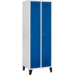Sch&auml;fer Shop Sch&auml;fer Shop Genius Kleiderspind mit F&uuml;&szlig;en, 2 Abteile, Zylinderschloss, lichtgrau/enzianblau