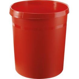 Papierkorb HAN GRIP, rund, Volumen 18 l, extra stabil, 2 Griffmulden, ohne Deckel, B 237 x T 312 x H 350 mm, Polypropylen, rot